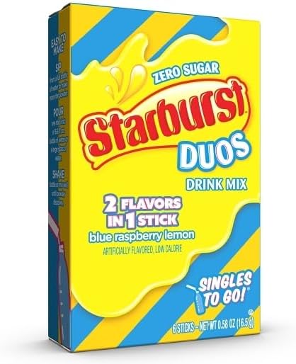 Amazon.com : Starburst Duos Singles to Go Drink Mix Blue Raspberry ...