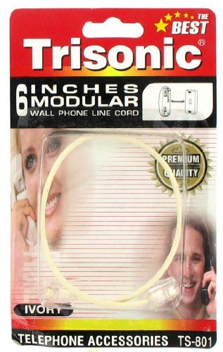 Amazon.com: Trisonic 6 Modular Wall Phone Line Cord Ivory #TS-801 by ...