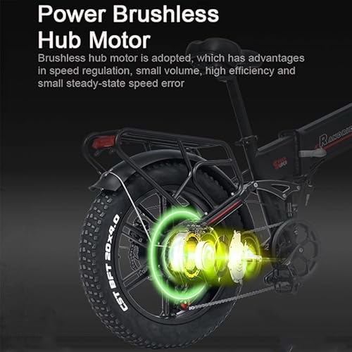 RANDRIDE YX20M Folding Electric Bike Full Suspension 20" Fat Tire E Bike with 48V 17Ah Removable ...