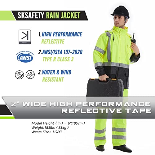 Snapklik.com : SKSAFETY Safety Rain Jacket, Professional Level Class 3 ...