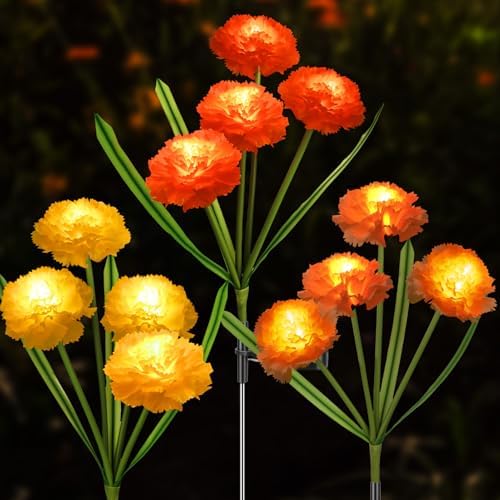 Amazon.com : ReyeeInc Solar Flowers Outdoor Waterproof, Solar Carnation ...
