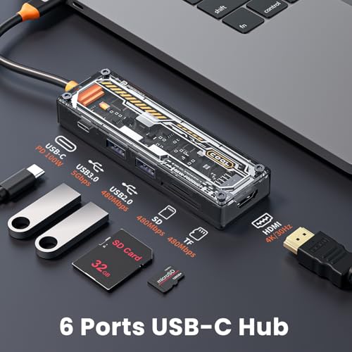 Portronics MPort View Two 6-in-1 USB Type-C Hub,100 W Type-C PD&Data ...