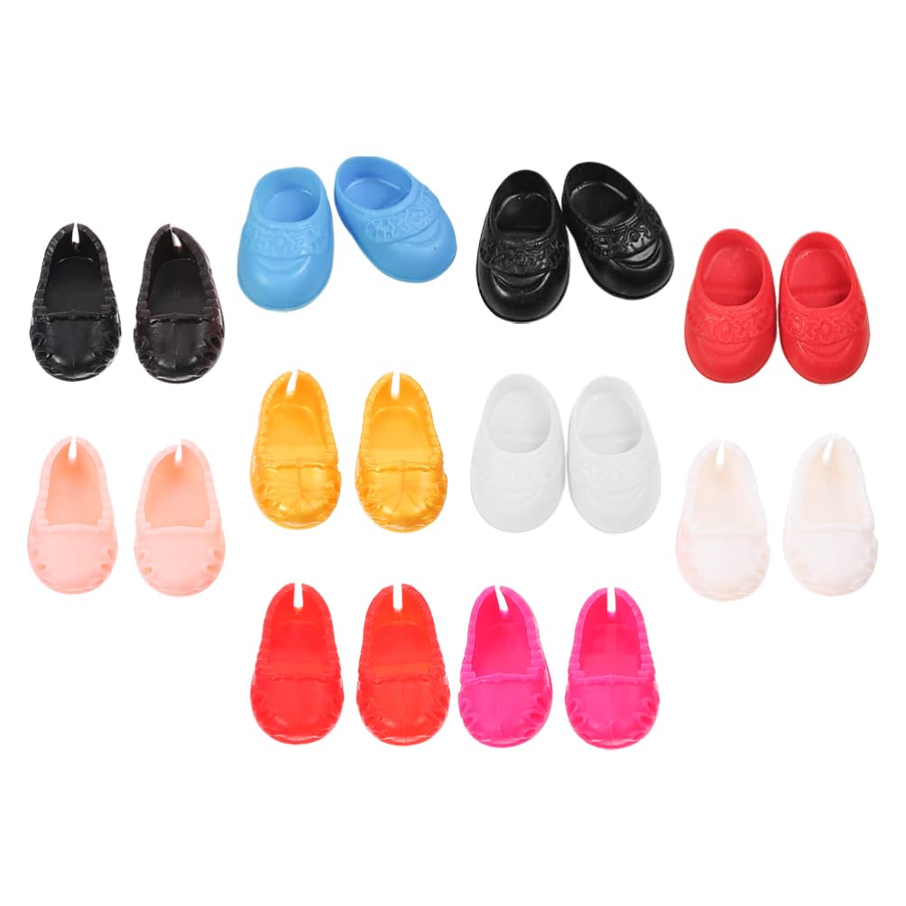 Snapklik.com : Mini Doll Shoes For 17Cm Dolls 10 Pairs Plastic Flat ...