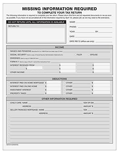 Amazon.com : Missing Information Form with Checklists, 50/Pk : Office ...