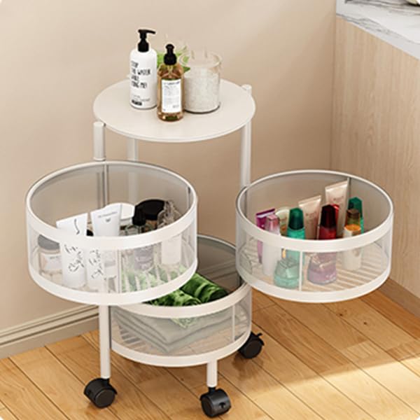 SEVVY - Rotating Kitchen Rack with Wheels - Circular 3-Tier Iron Rack ...