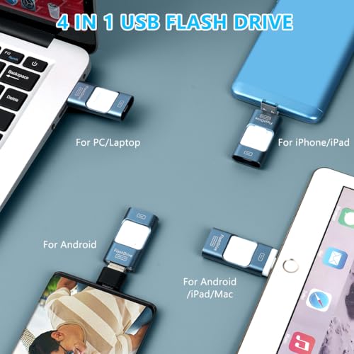 AXFEE USB Sticks 64GB, 4 in 1 USB Flash Drive, USB Memory Stick with ...