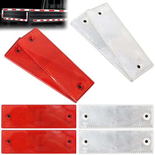 weideer 8pcs Red + White Plastic Rectangular Stick-on Car Reflector ...