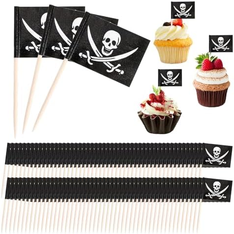 Amazon.com | AHQiZFX 100 Pack Toothpick Flag, Pirate Cocktail ...