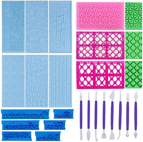 6 Piece DIY Chocolate Icing Sugar Texture Emboss Baking Mold,Gum Paste ...