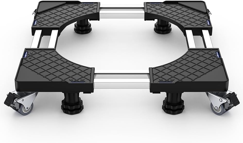 Amazon.co.jp: DEWEL 洗濯機 台 かさ上げ台 冷蔵庫 台 キャスター付き 目盛り付き 洗濯機パン 排水パン 幅/奥行き:48～66cm 耐荷重:500kg 8輪4足 サイズ ...