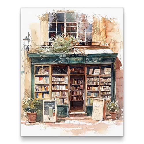 Amazon.com: Bookshop Exterior Watercolor Art Print | 8x10 UNFRAMED ...
