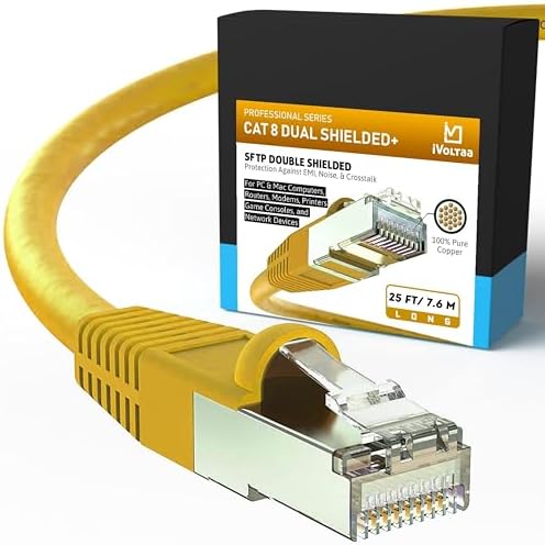 iVoltaa Ethernet Cable CAT8 Cable Dual Shielded (S/STP) Professional ...
