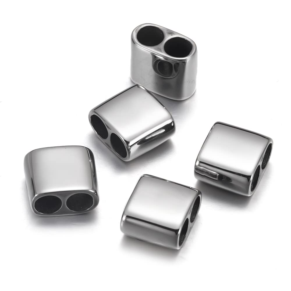 Amazon.com: 10pcs Stainless Steel Double Hole Beads annular Slide Beads ...