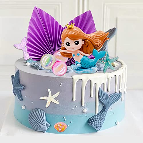 Lukinuo Mermaid Under the Sea Cake Toppers 24pcs Little Cute Mermaid ...