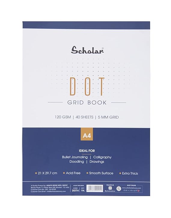Scholar Premium Grid Books (120 Gsm thick paper with 40 sheets of 5 mm dot-grid, 5 mm Isometric ...