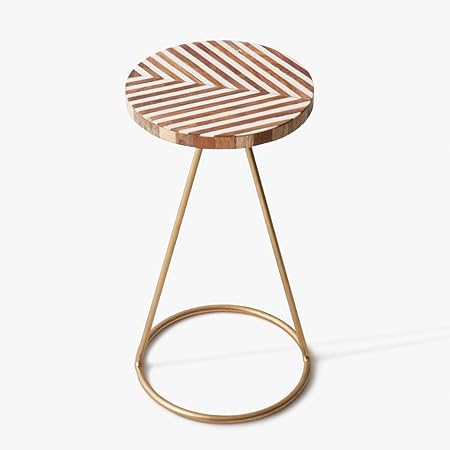 CASADECOR White Chevron Side Table Indoor Outdoor Balcony Plant Stand ...