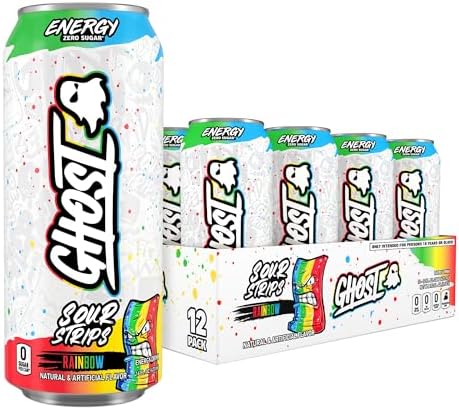 Amazon.com : GHOST Energy Drink - 12-Pack, Sour Strips Rainbow, 16oz ...