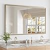 Amazon.com: QueenFun 60 x 36 Gold Bathroom Mirror, Brushed Gold Beveled ...