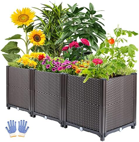 Emalie Deep Raised Garden Bed Plastic Planter Boxes for Vegetables ...