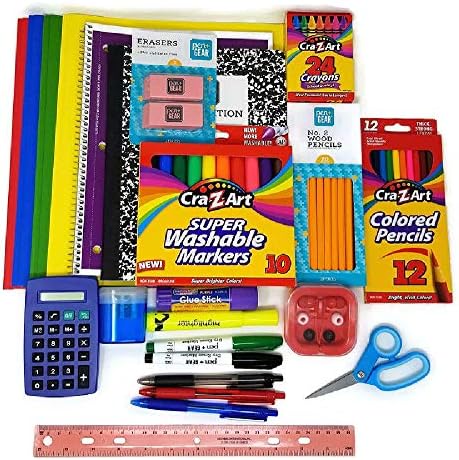 Amazon.com : Back to School Essentials Supplies Kit Bundle K-8-20 Piece ...