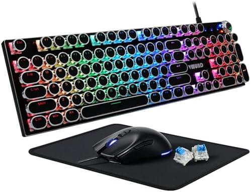 Amazon.com: Typewriter Mechanical Gaming Keyboard and Mouse Combo ...