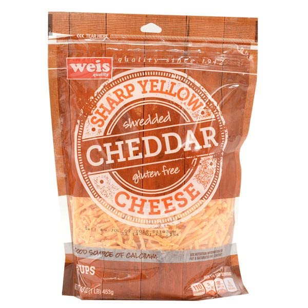 Amazon.com: Weis Quality, Cheese Sharp Yellow Cheddar Shredded, 16 ...