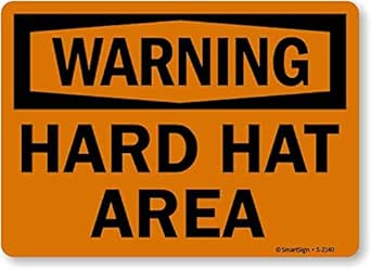 SmartSign S-2140-PL-14 "Warning: Hard Hat Area" Plastic Sign, 10" x 14 ...