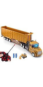Amazon.com: RC Semi Truck Toy for Kids - 1:32 Remote Control Carrier ...