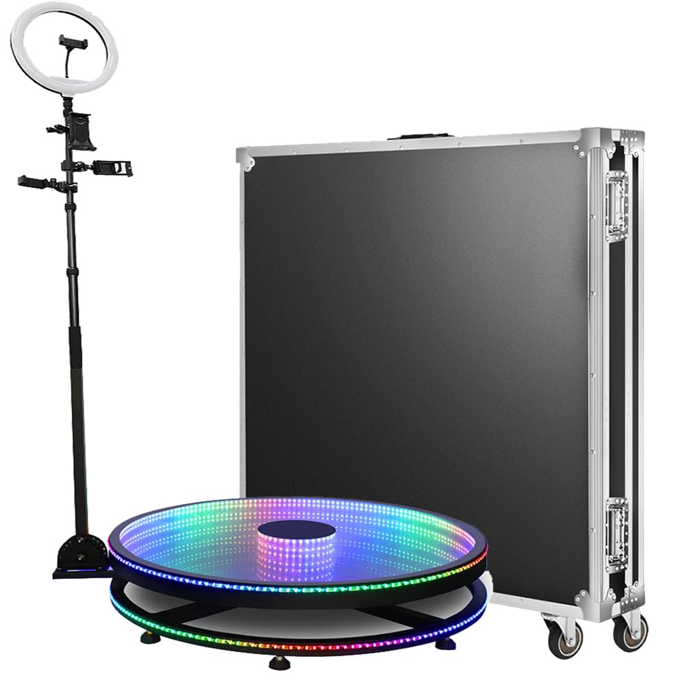 HARZHI 360 Photo Booth Machine with Colorful Glass Bottom + Flight Case ...