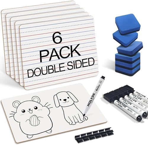 Amazon.com : Dry Erase Boards 6 Pack, Double Sided Small Whiteboards ...