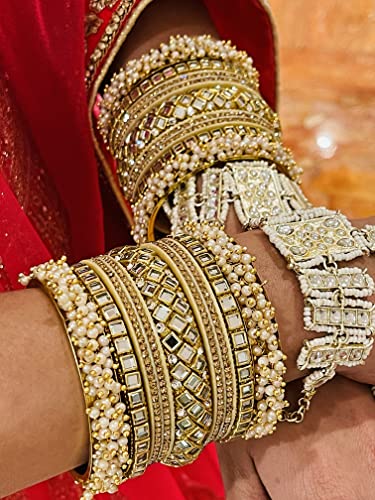 Buy Sattyaki Kundan Bridal Dulhan Bangles set Gold Plated Rajasthani ...