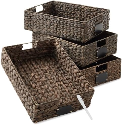 Amazon.com: Casafield Set of 4 Water Hyacinth Pantry Baskets, 12-1/2" x ...