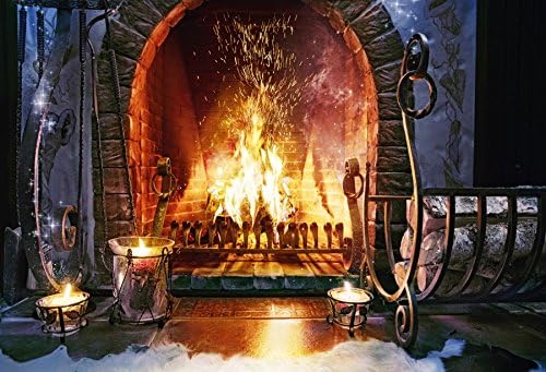 Amazon.com : 5x3ft Fireplace Burning Fire Backdrop Christmas Fireplace ...