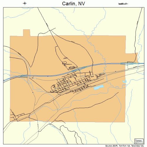 Large Street & Road Map of Carlin, Nevada NV - Printed Poster Size Wall ...