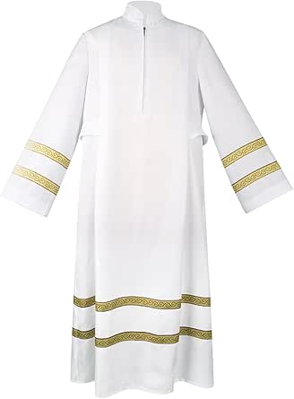 Amazon.com: MENGZHAI White Priest Cospaly Costume Medieval Church ...