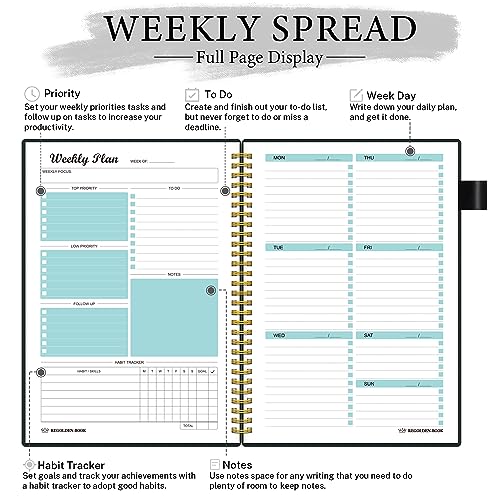 Regolden-Book Weekly Planner Weekly Goals Schedule Planner with Spiral ...