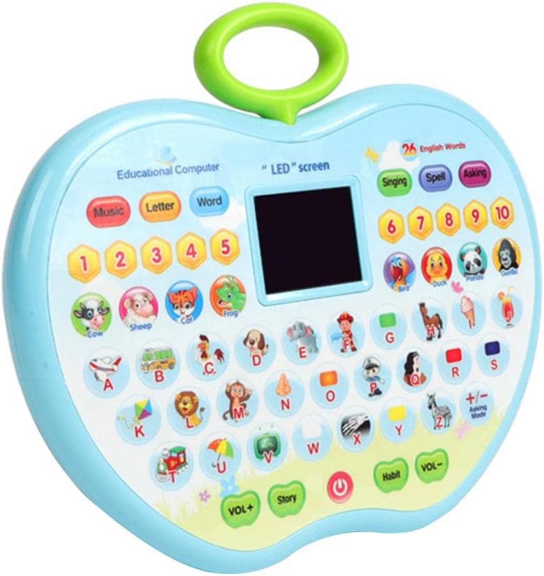 VGRASSP Apple Shape Educational Mini Computer Laptop Toy for Kids LED ...
