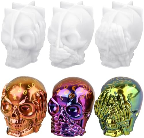 RESINWORLD Set of Large + Medium + Small 3D Skull Resin Molds, Flexible ...