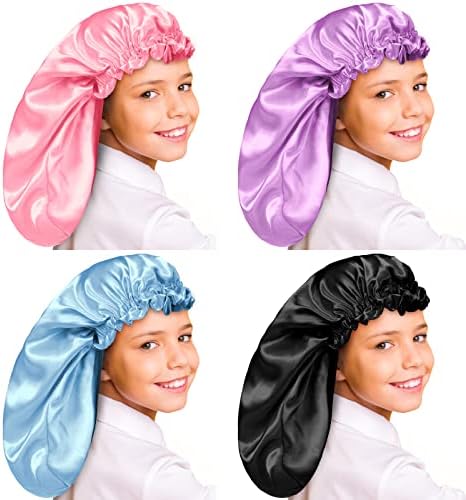 Amazon.com : Kids Long Hair Bonnet for Sleeping - Double Layer Girls ...