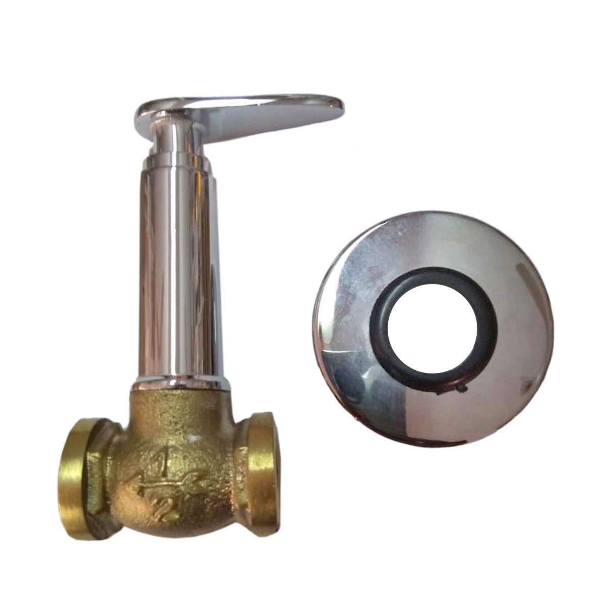 Terovit IN-2706 Brass Concealed Stop Cock 20mm With Wall Flange (Chrome ...