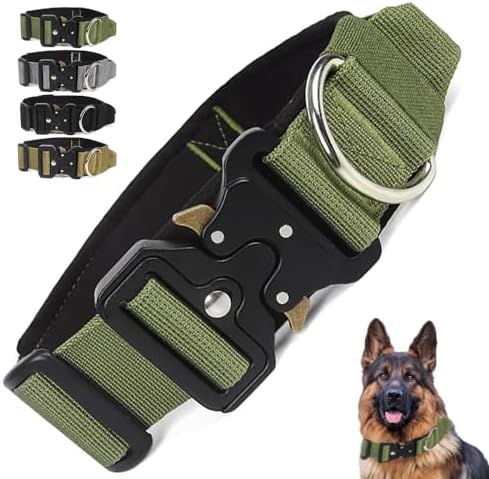 Amazon.com : Tactical Dog Collar with Handle, Adjustable Nylon Fastener ...