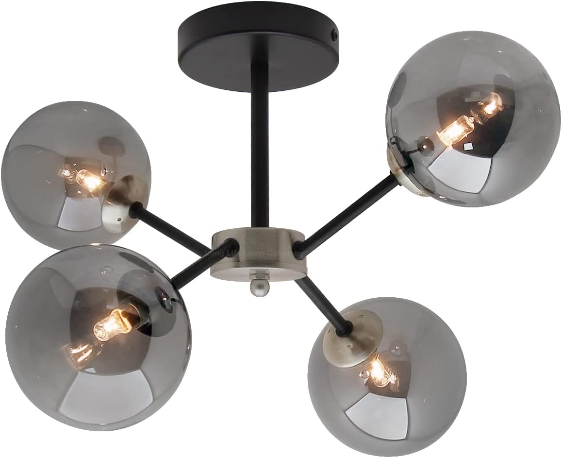 4 Light Cluster Ceiling Spotlight Glass Globe Lamp Shades Smoked Grey ...