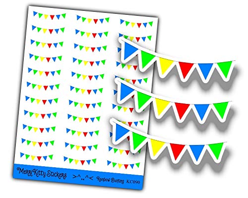 Amazon.com: Bunting Stickers – Multi-colored Flag Stickers – Bunting ...