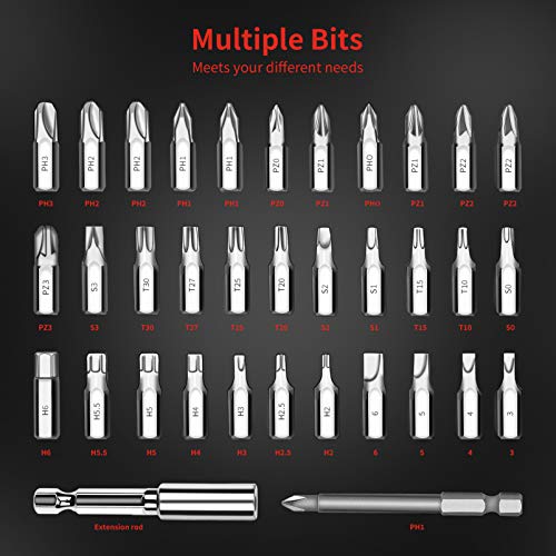 TOOLTOO Cordless Electric & Manual Screwdriver Kit 5V - LED Work Light ...