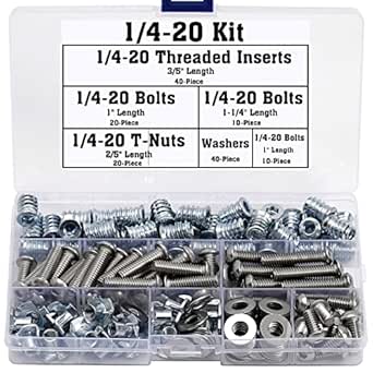 Reegoo 1/4-20 Threaded Inserts for Wood T Nuts 1/4-20 Bolts Fully ...