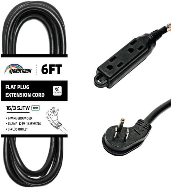 Amazon.com: HONDERSON 12FT Extension Cord with Multiple Outlets Flat ...