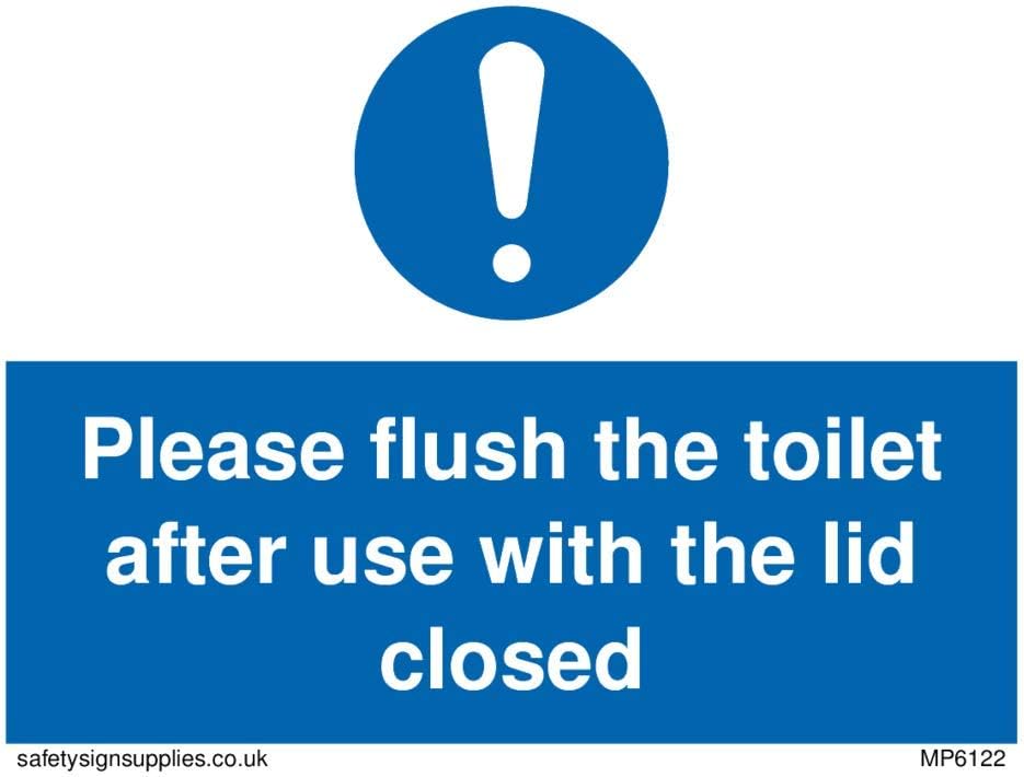 Please flush toilet after use Safety sign - Self adhesive sticker 150mm ...