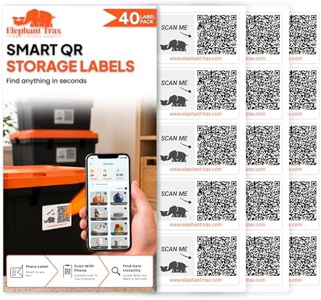 Amazon.com : Elephant Trax QR Code Labels for Storage Bins – 40 Smart ...