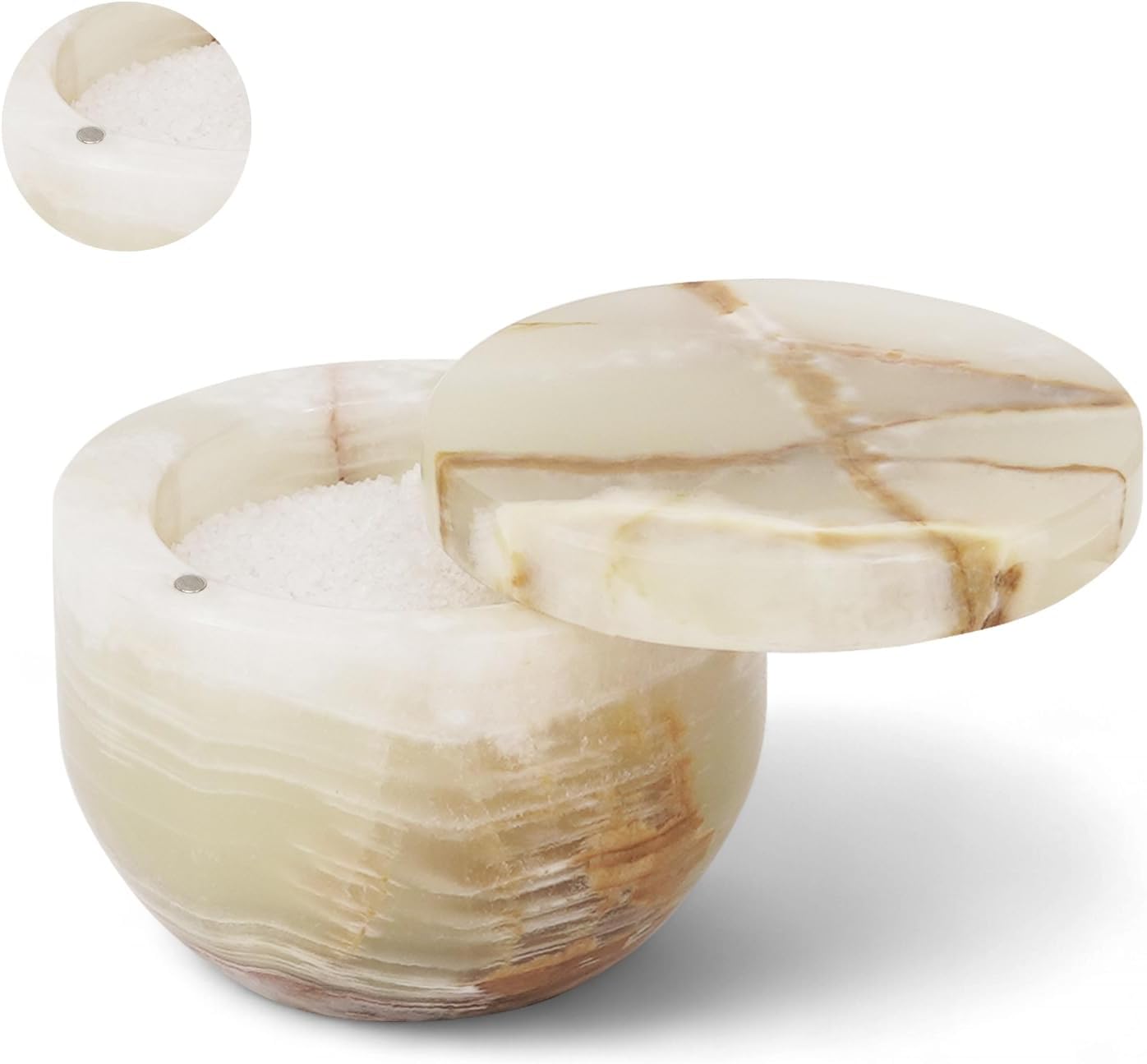 Amazon.com: EARTHEN CRAFTS Marble Salt Cellar with Swivel Lid 3" Inches ...
