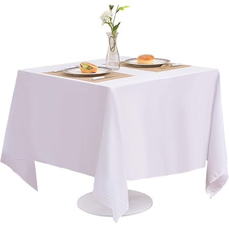 Amazon.com: FURNLIK EVENTSDECO Square Tablecloth White Polyester Table ...